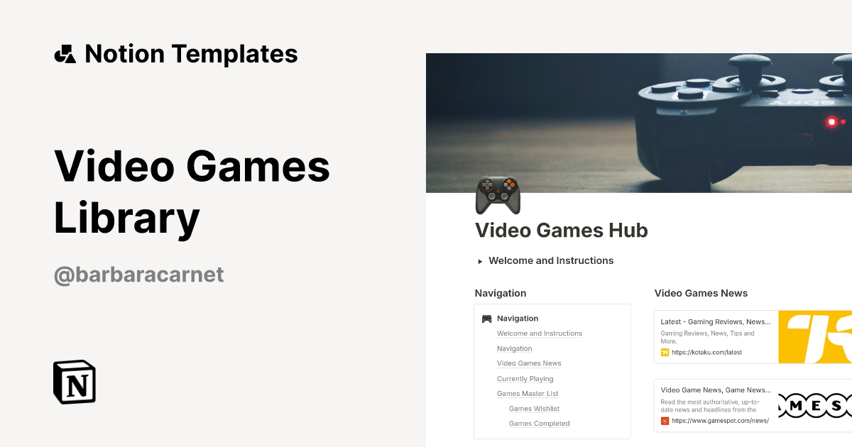 Video Games Library Template | Notion Marketplace