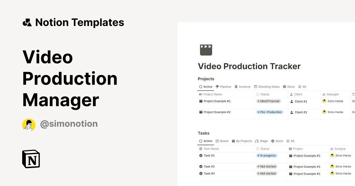 Video Production Manager Template | Notion Marketplace
