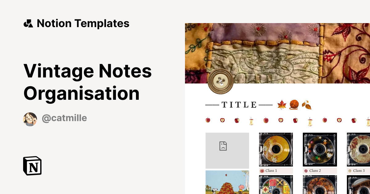 Vintage Notes Organisation Template | Notion Marketplace
