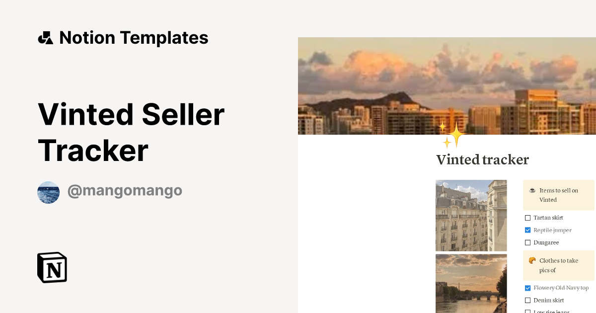 Vinted Seller Tracker Template by Mayha | Notion Marketplace