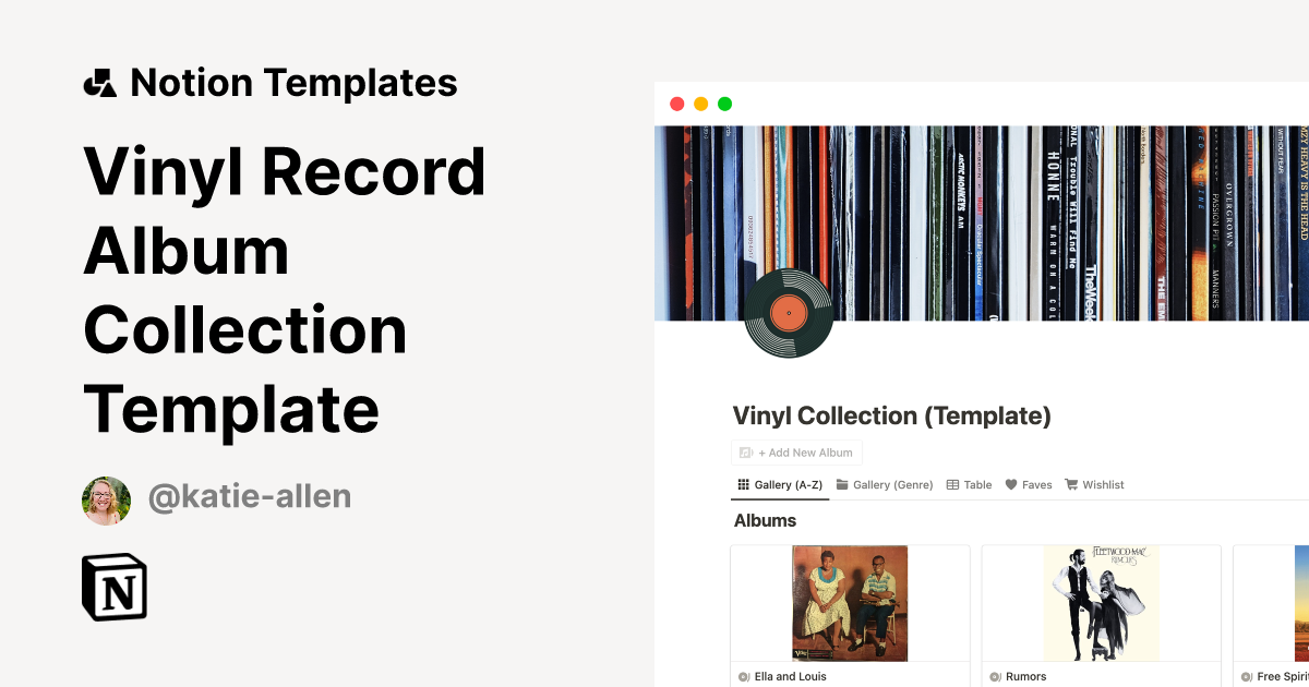 Vinyl Record Album Collection Template Template by Katie Allen | Notion ...