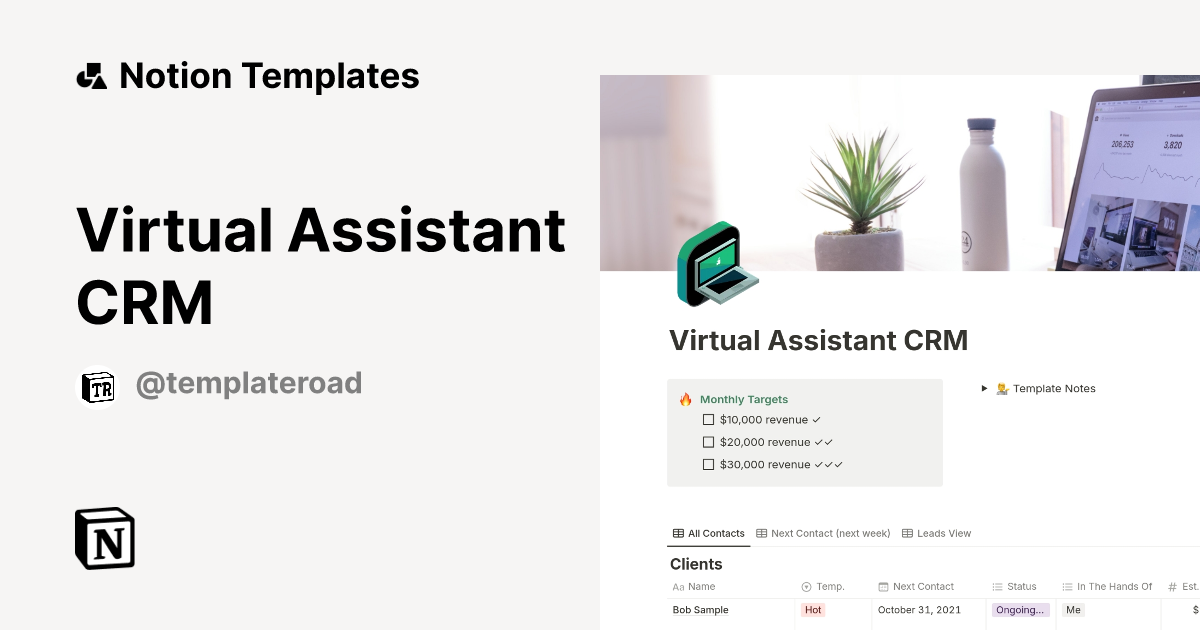 Virtual Assistant CRM Template by Template Road | Notion Marketplace