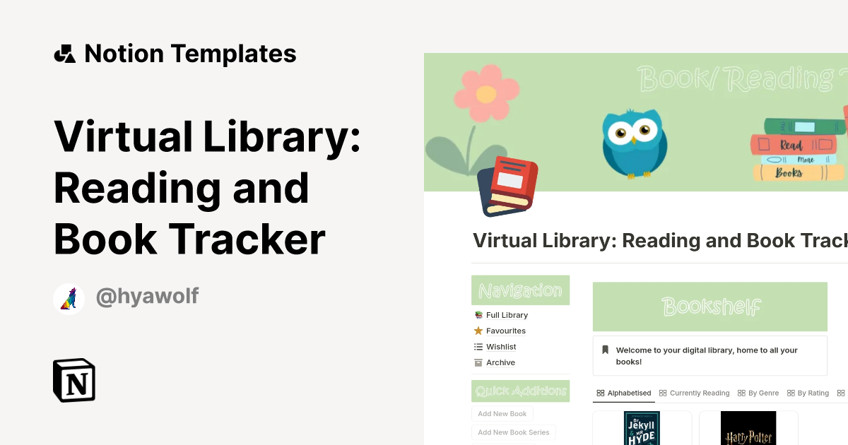 Virtual Library: Reading and Book Tracker Template | Notion Marketplace