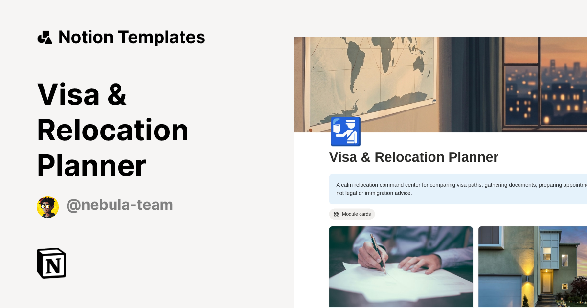 Visa & Relocation Planner Template by Nebula | Notion Marketplace