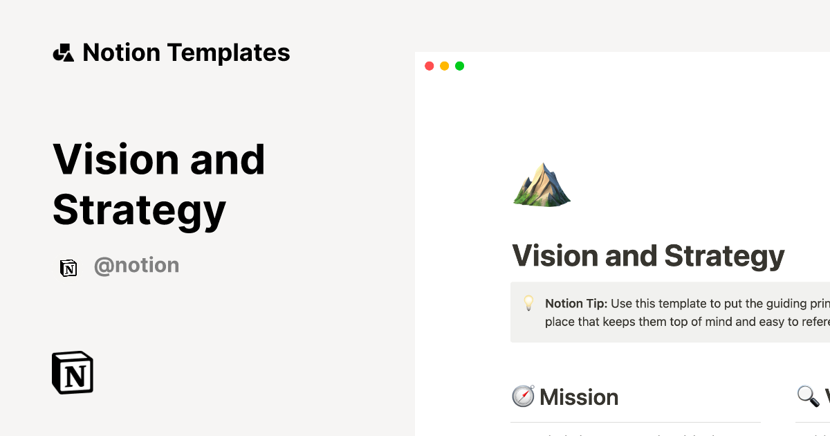 Vision and Strategy Template by Notion | Notion Marketplace