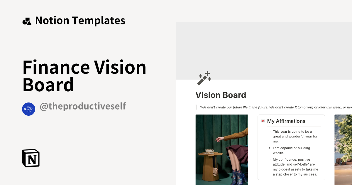 Finance Vision Board Template | Notion Marketplace