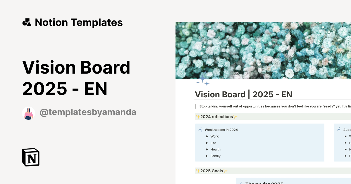 Vision Board 2025 - EN Template | Notion Marketplace