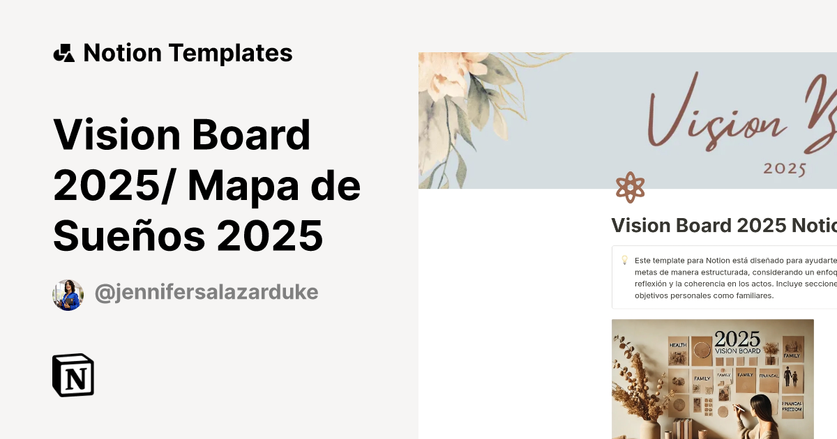 Vision Board 2025/ Mapa de Sueños 2025 Template by Jennifer Salazar ...