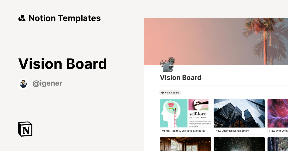 Vision Board Template by Ivan Gener | Notion Marketplace