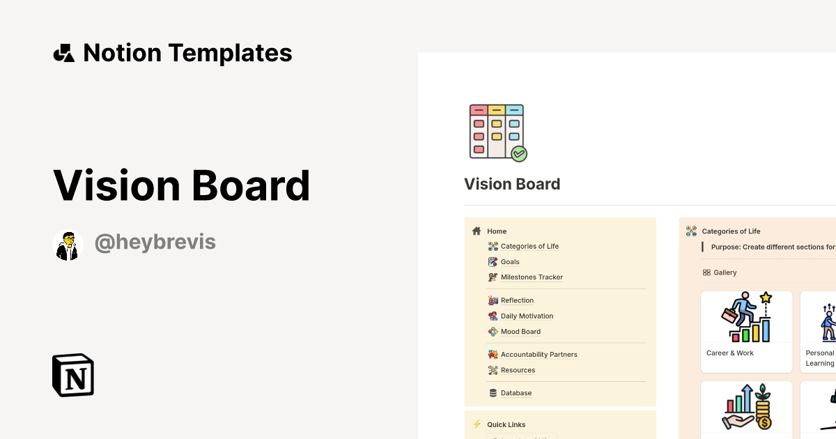 Vision Board Template by heybrevis | Notion Marketplace