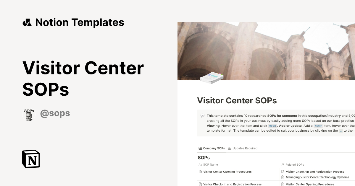 Visitor Center SOPs Template by SOPs | Notion Marketplace