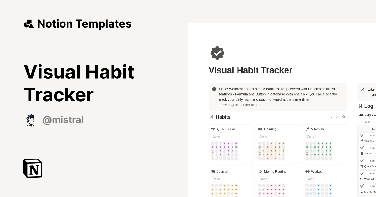 Visual Habit Tracker Template | Notion Marketplace