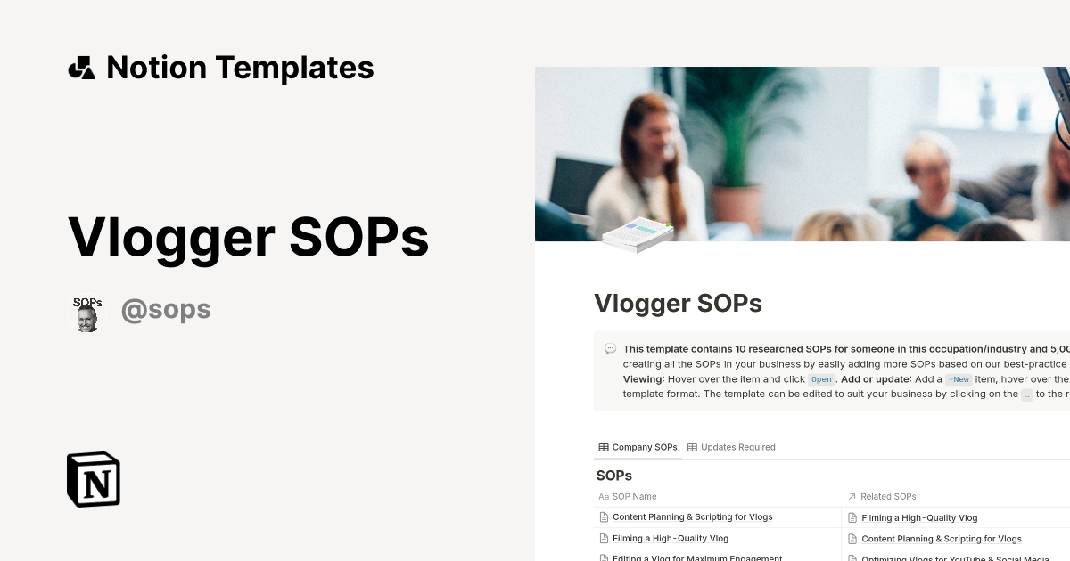 Vlogger SOPs Template | Notion Marketplace