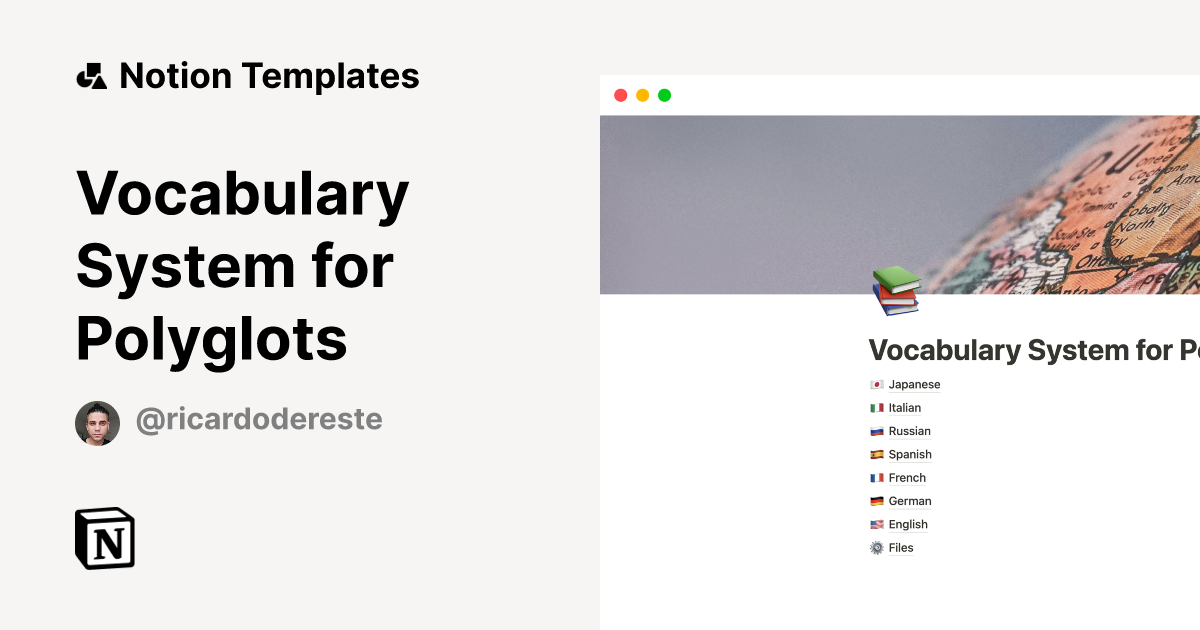 Vocabulary System for Polyglots Template | Notion Marketplace