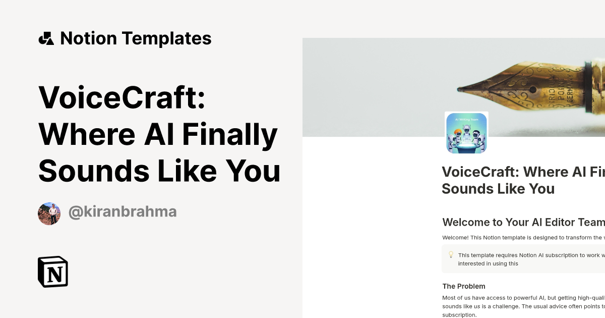 VoiceCraft: Where AI Finally Sounds Like You Template | Notion Marketplace