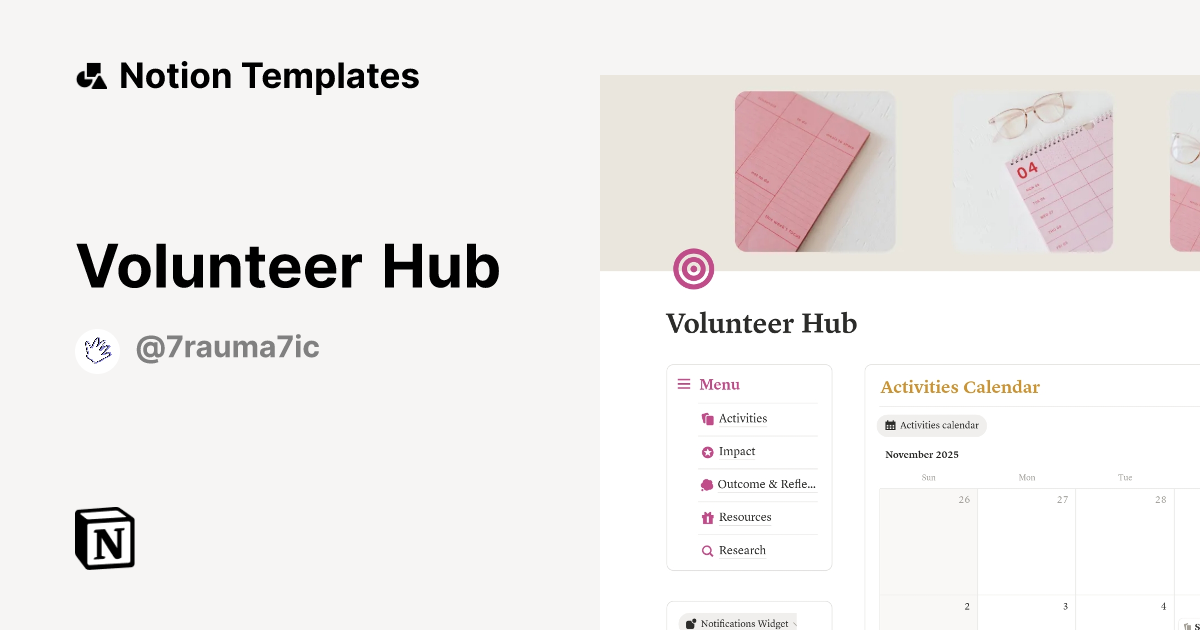 Volunteer Hub Template by 7rauma7ic | Notion Marketplace
