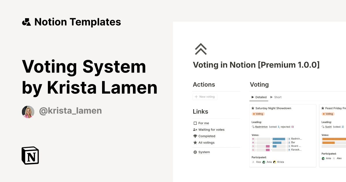 Voting System by Krista Lamen Template | Notion Marketplace