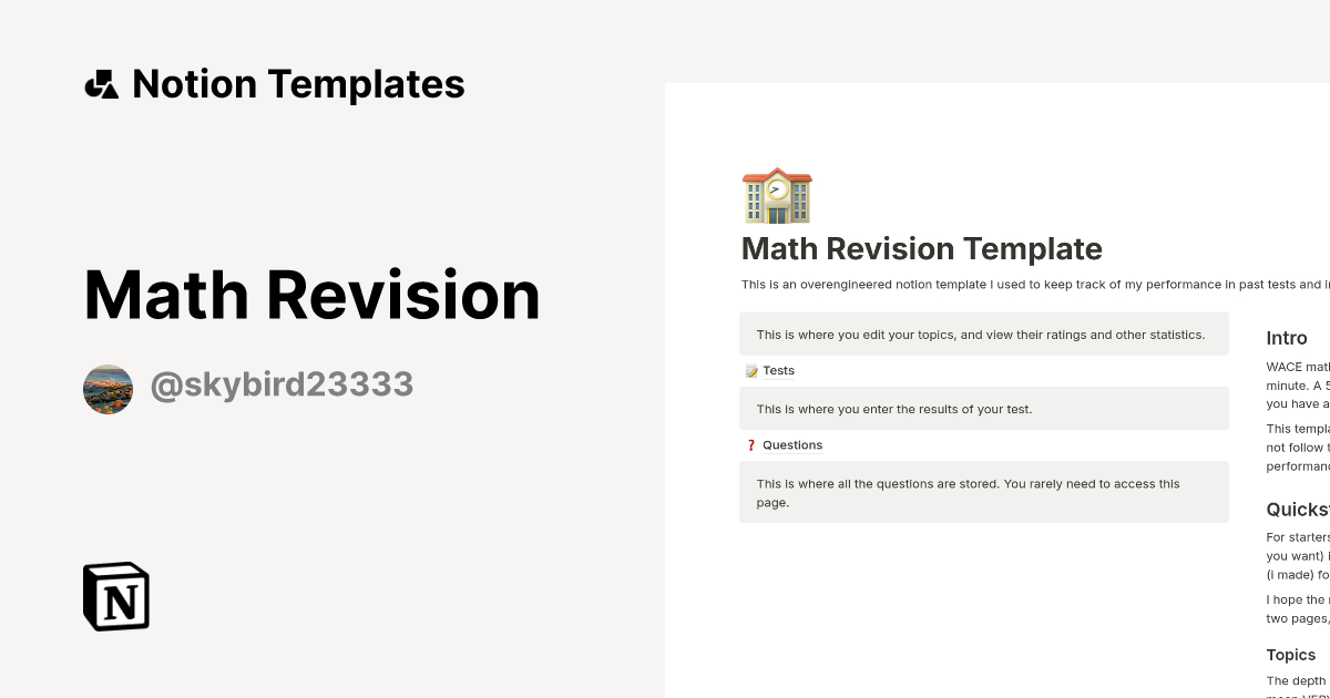 Math Revision Template | Notion Marketplace