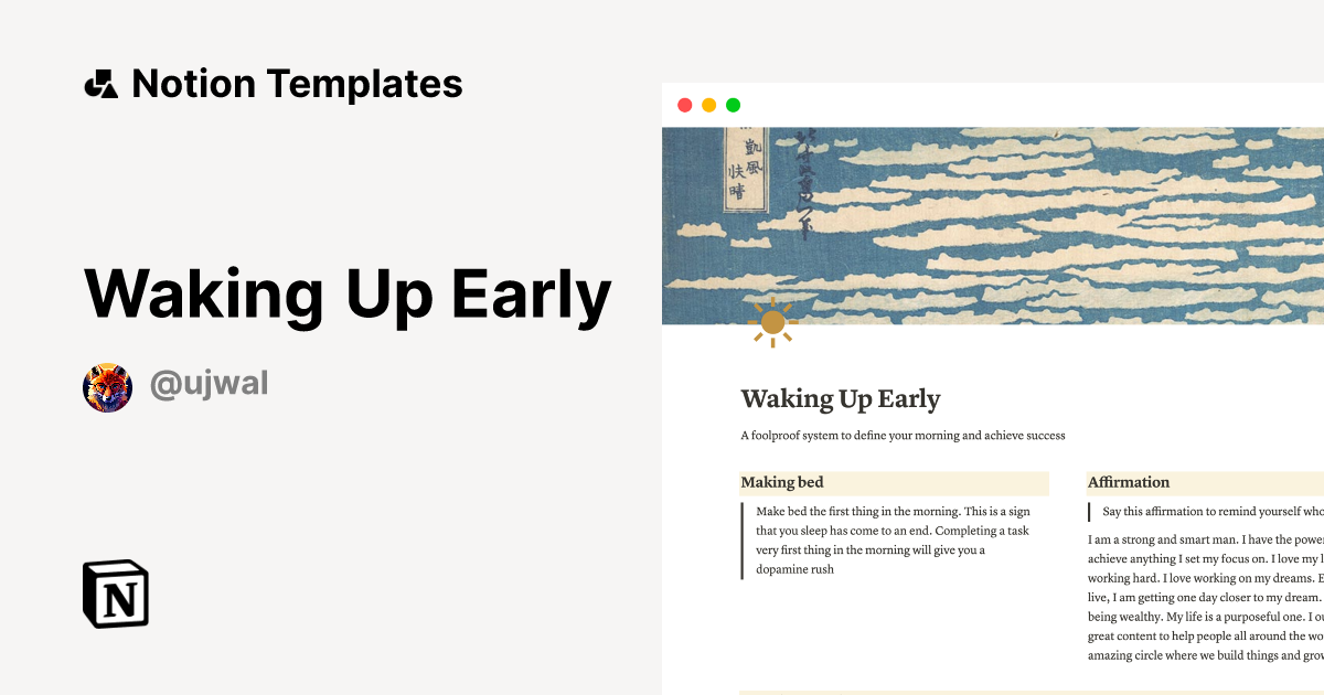 Waking Up Early Template | Notion Marketplace