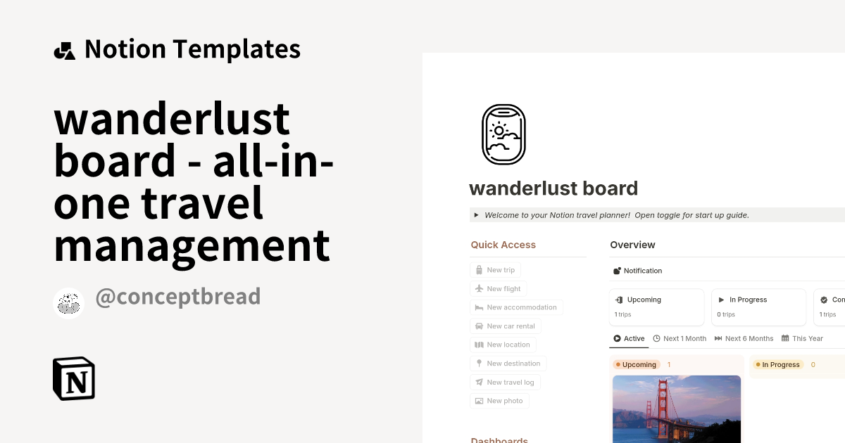 wanderlust board - all-in-one travel management Template | Notion Marketplace