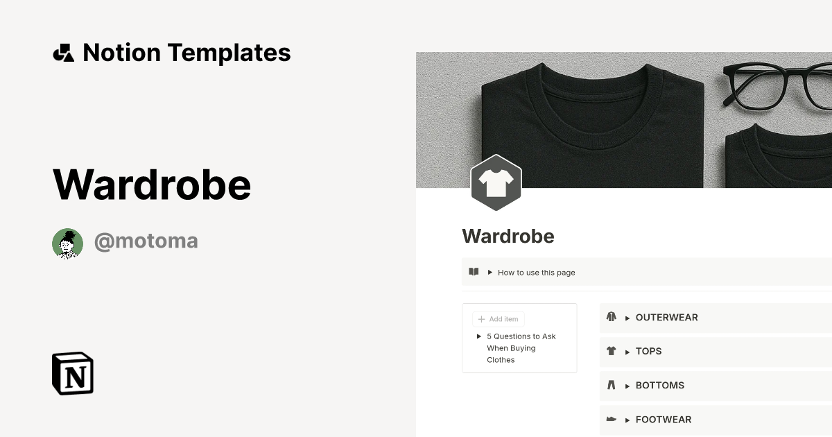 Wardrobe Template | Notion Marketplace