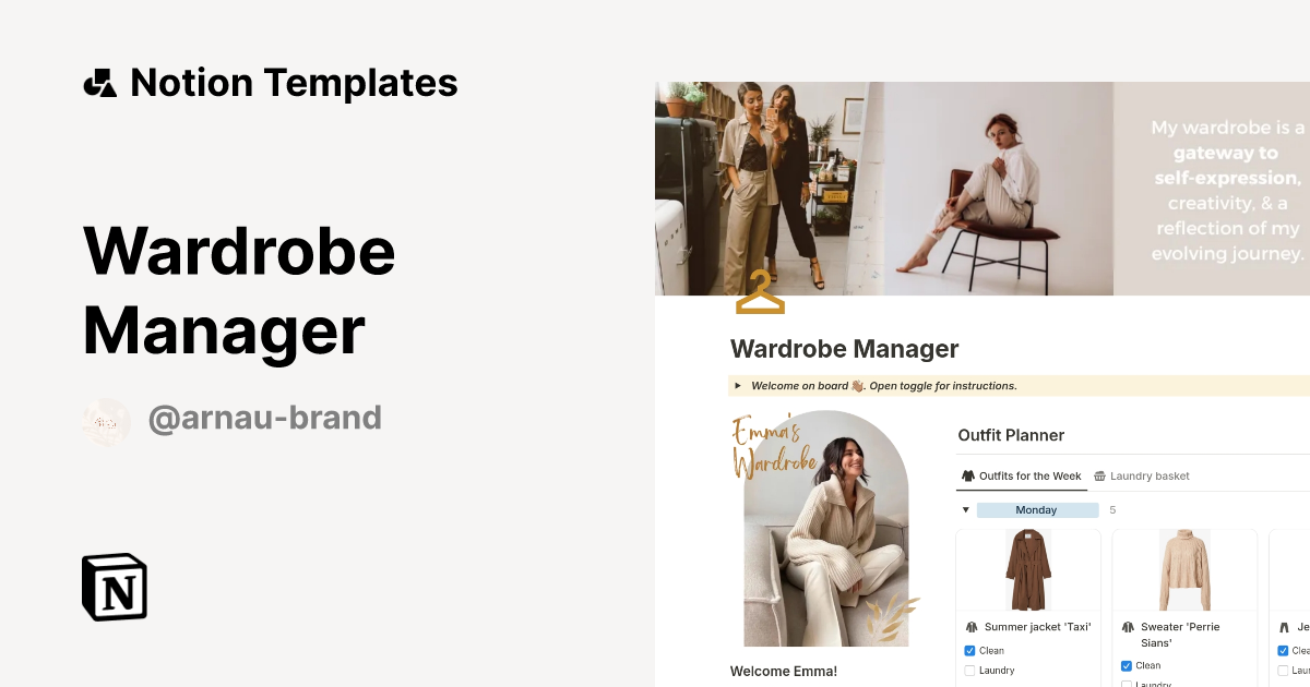 Wardrobe Manager Template | Notion Marketplace