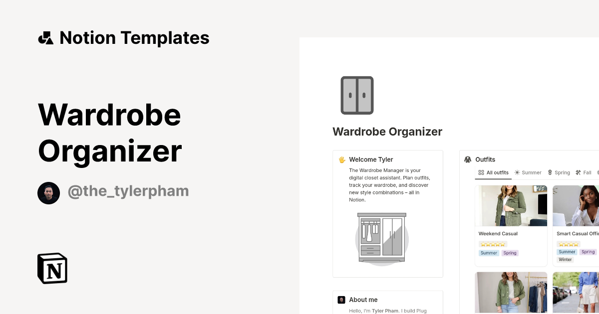 Wardrobe Organizer Template by Tyler Pham | Notion Marketplace