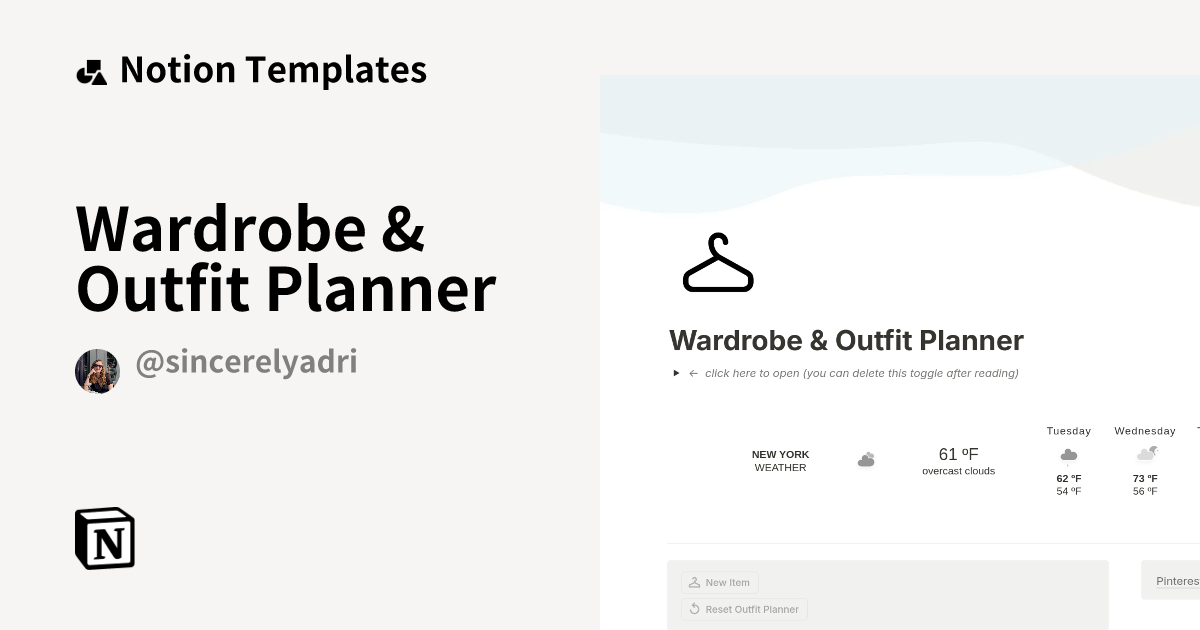 Wardrobe & Outfit Planner Template | Notion Marketplace