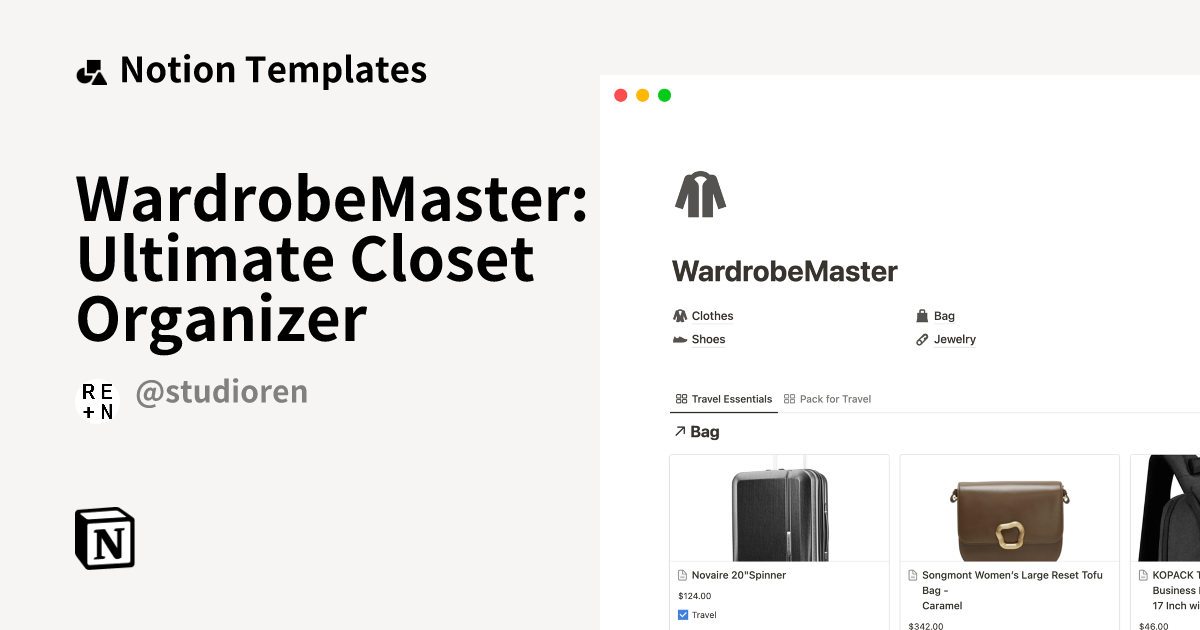 WardrobeMaster: Ultimate Closet Organizer Template | Notion Marketplace
