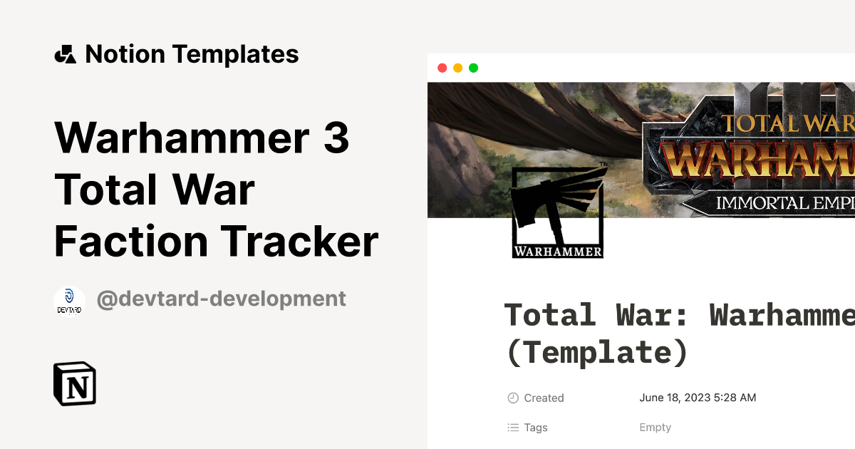 Warhammer 3 Total War Faction Tracker Template by DevTard Development ...