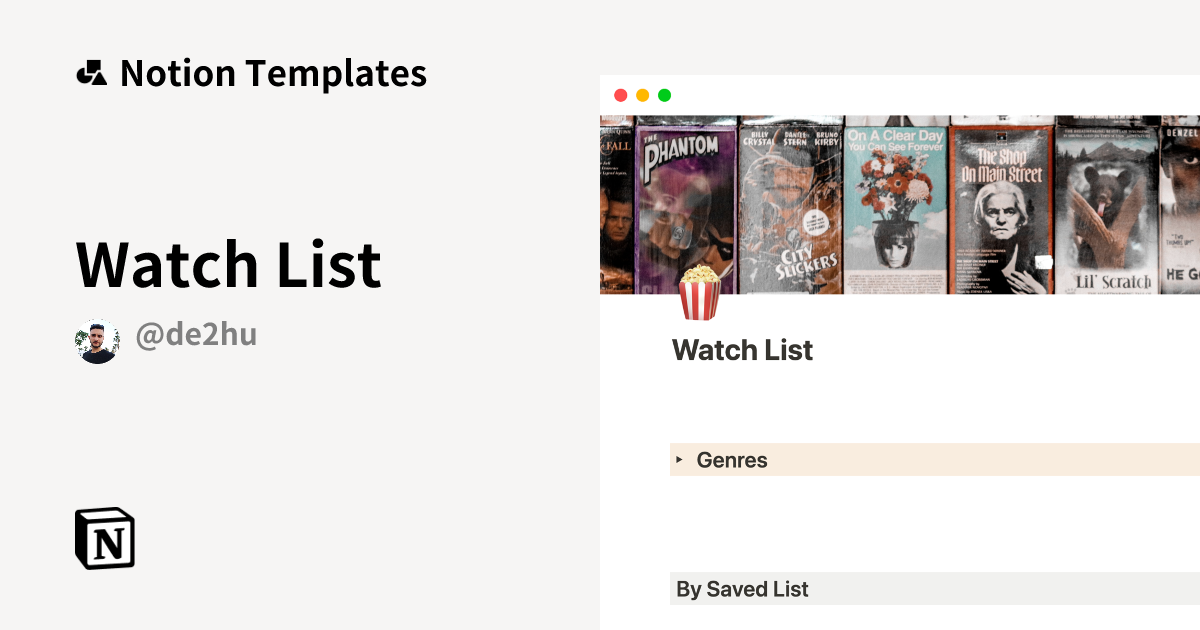 Watch List Template | Notion Marketplace
