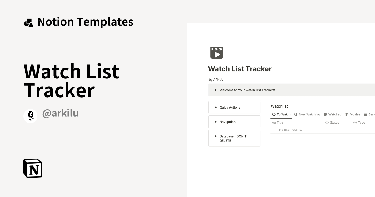 Watch List Tracker Template | Notion Marketplace