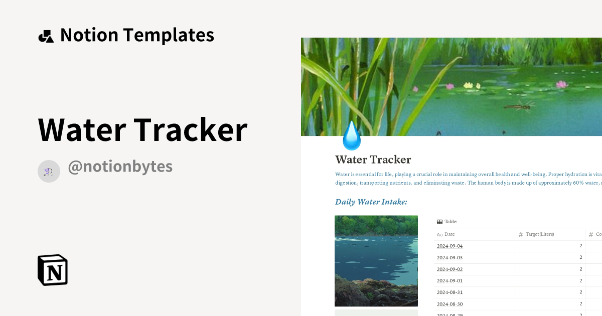 Water Tracker Template | Notion Marketplace