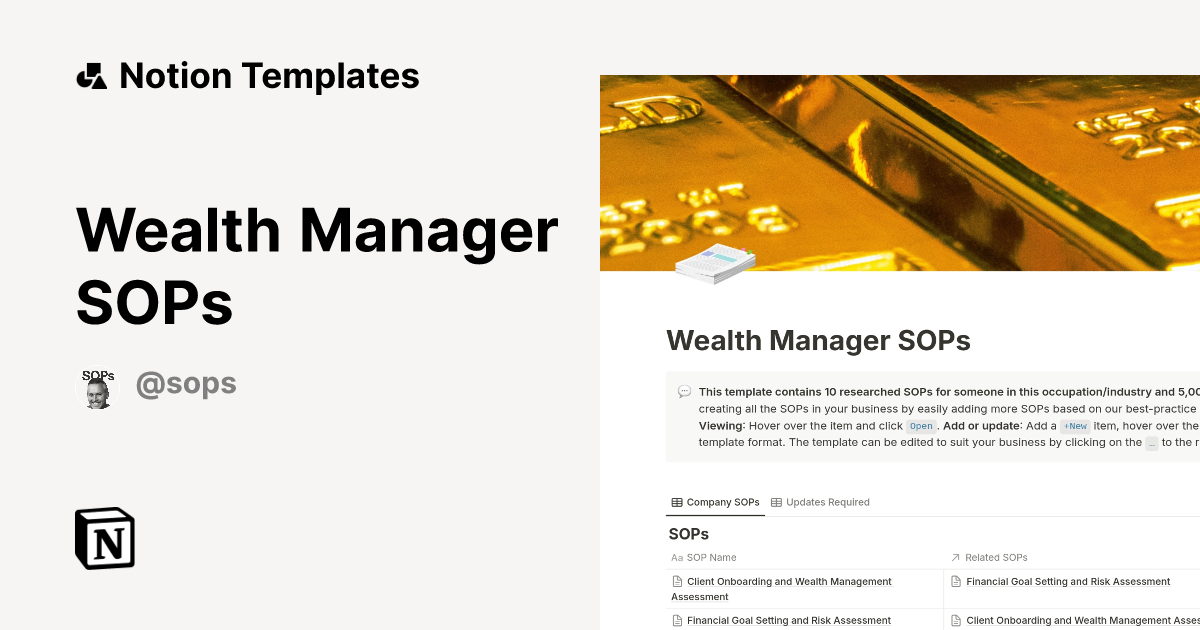 Wealth Manager SOPs Template by SOPs | Notion Marketplace