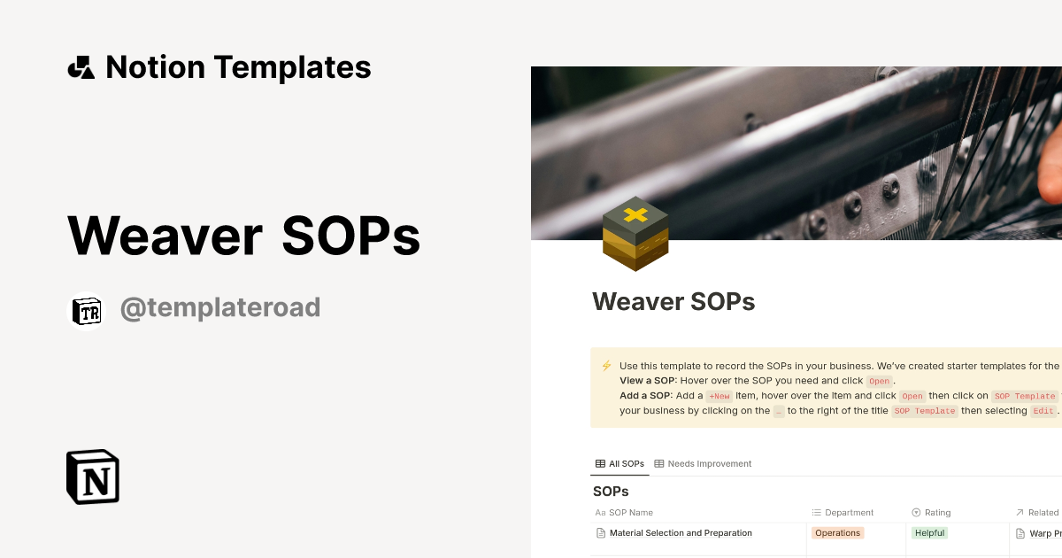 Weaver SOPs Template | Notion Marketplace