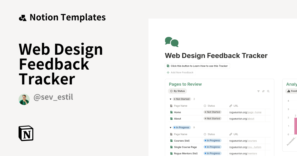 Web Design Feedback Tracker Template | Notion Marketplace