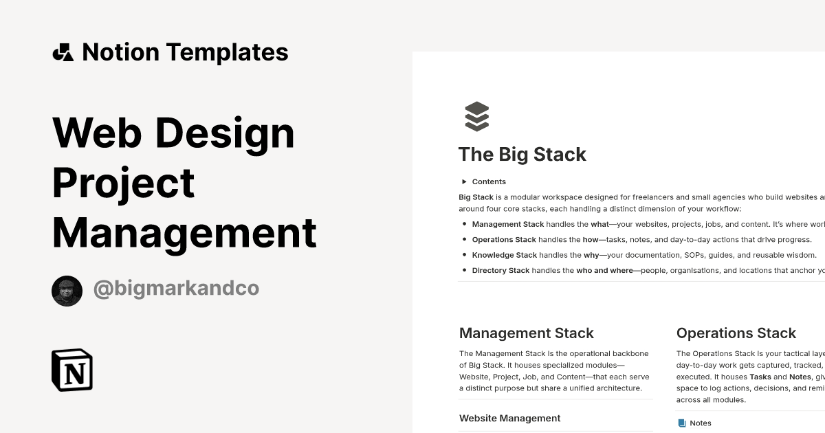 Web Design Project Management Template | Notion Marketplace