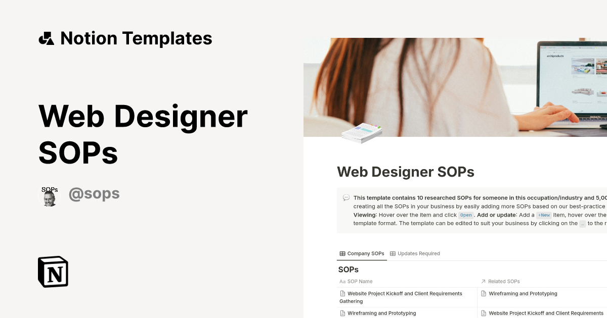 Web Designer SOPs Template | Notion Marketplace