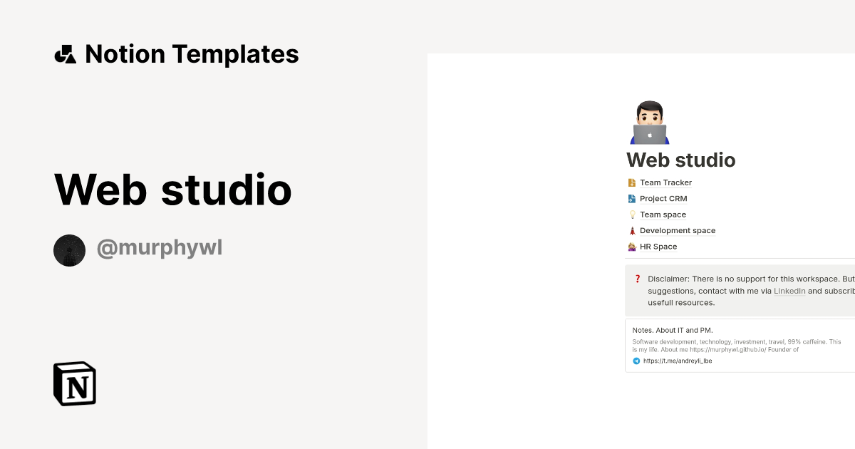 Web studio Template | Notion Marketplace
