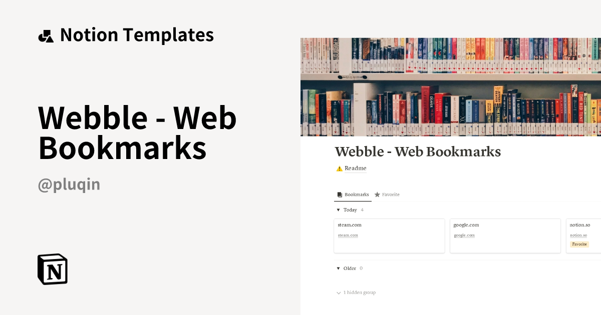 Webble - Web Bookmarks Template by Pluqin | Notion Marketplace