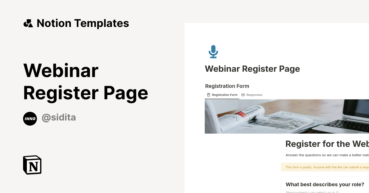Webinar Register Page Template | Notion Marketplace