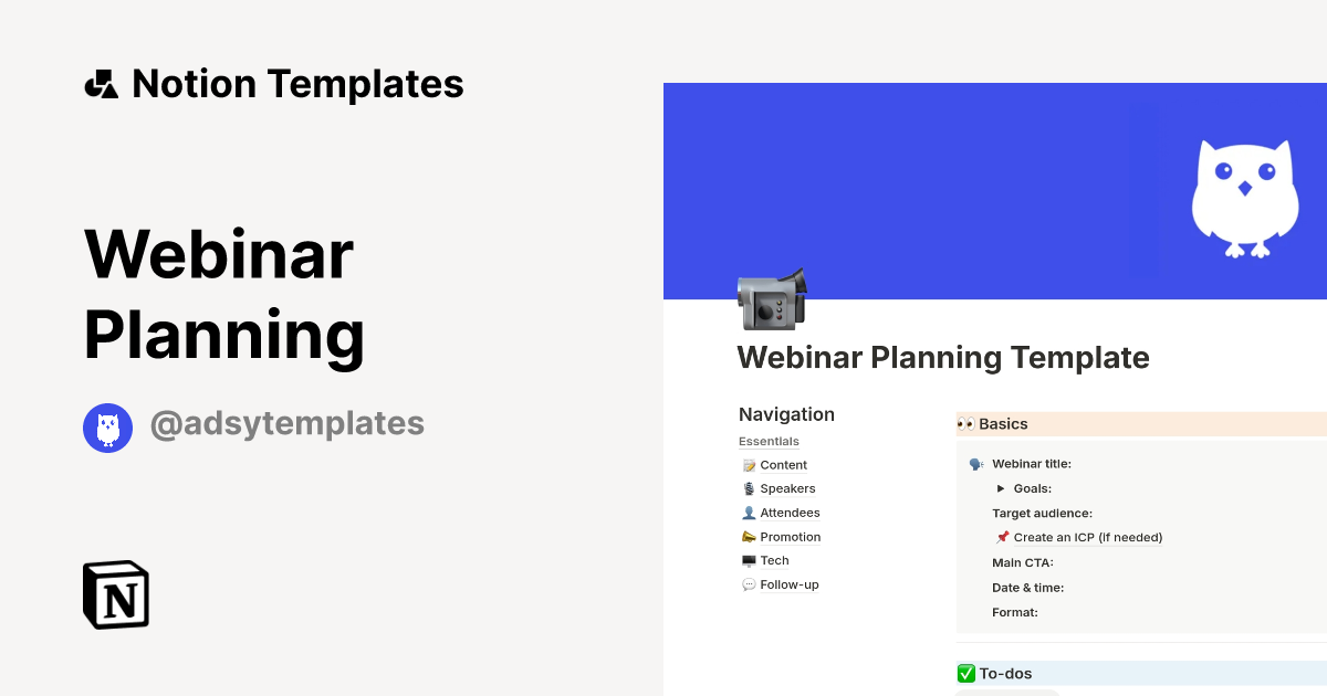Webinar Planning Template | Notion Marketplace