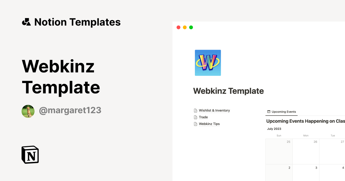 Webkinz Template Template | Notion Marketplace
