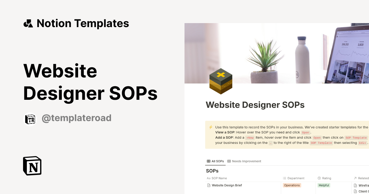 Website Designer SOPs Template | Notion Marketplace