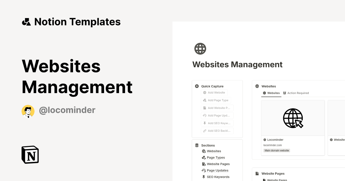 Websites Management Template | Notion Marketplace