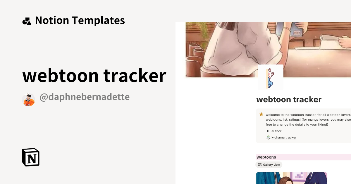 webtoon tracker Template by daph | Notion Marketplace