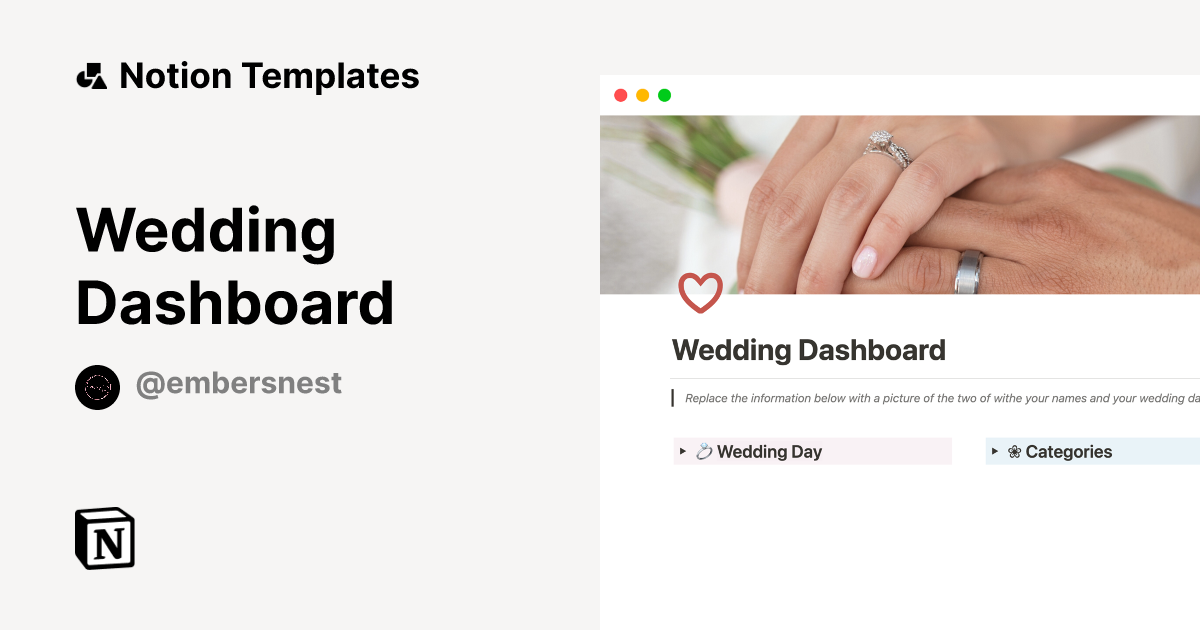Wedding Dashboard Template | Notion Marketplace