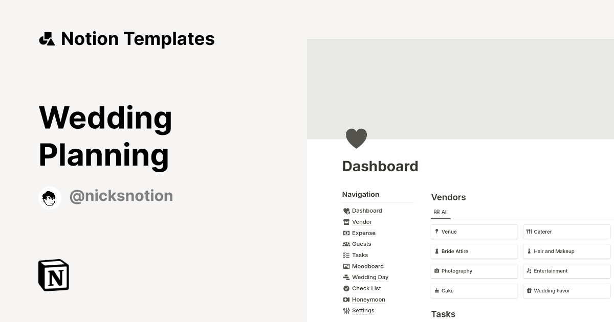 Wedding Planning Template | Notion Marketplace