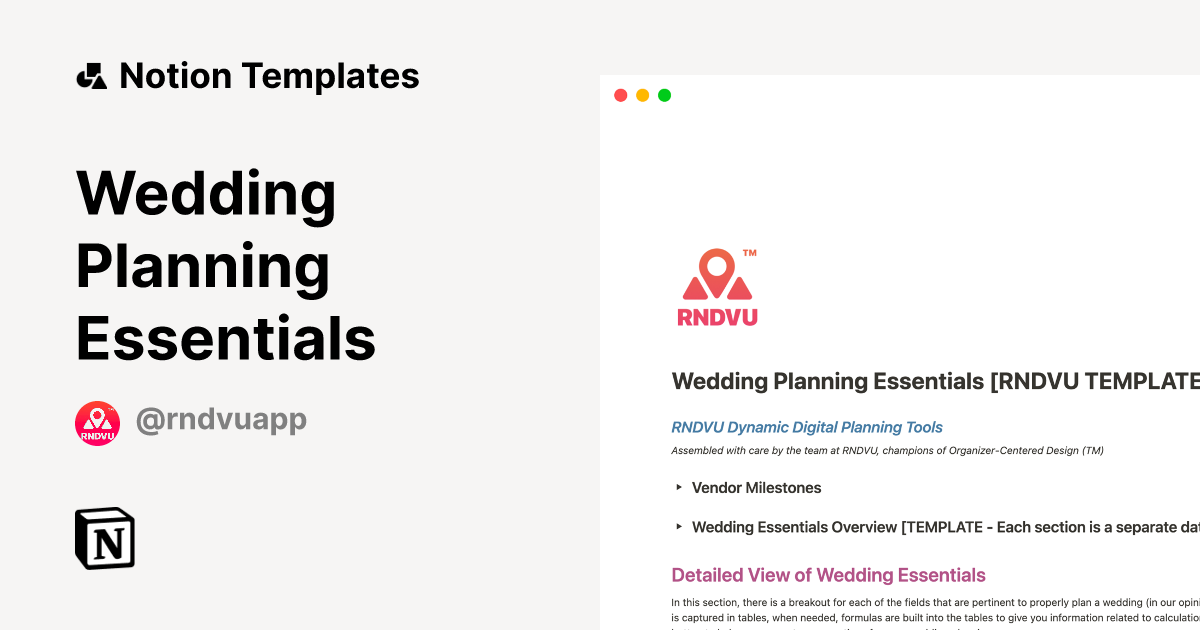 Wedding Planning Essentials Template by rndvu | Notion Marketplace