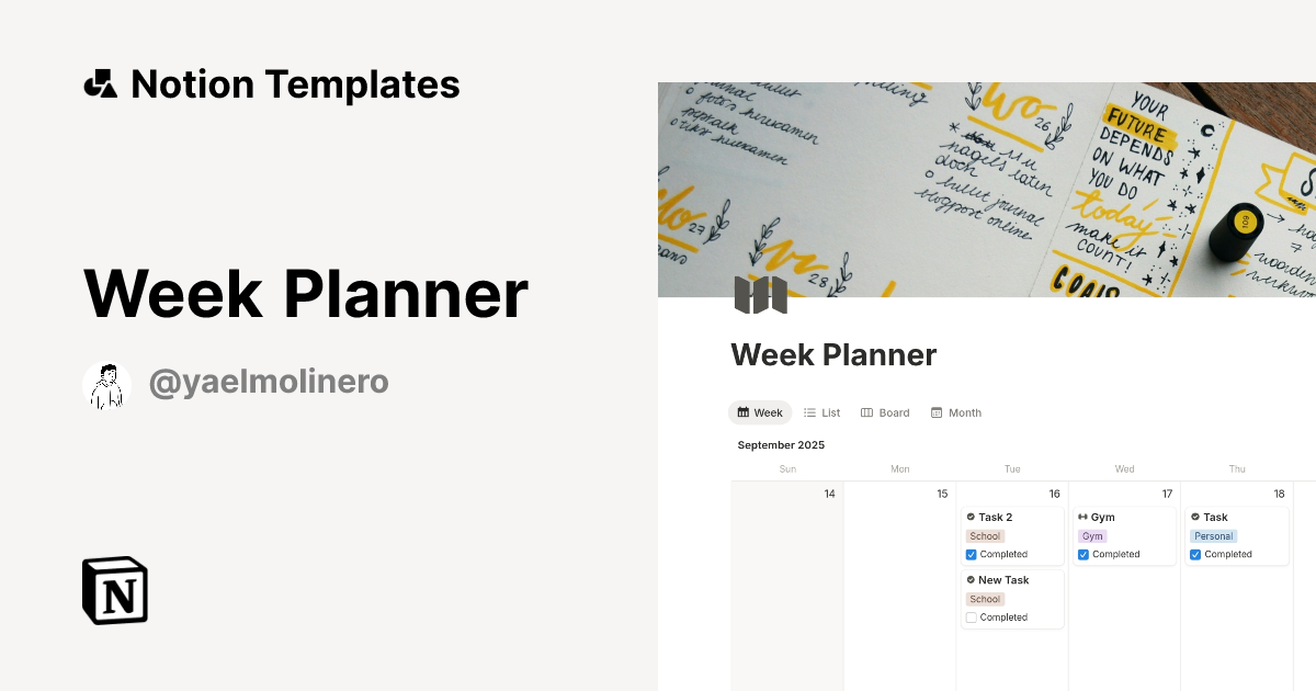 Week Planner Template | Notion Marketplace